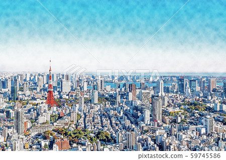 [Tokyo] City landscape - Stock Illustration [59745586] - PIXTA