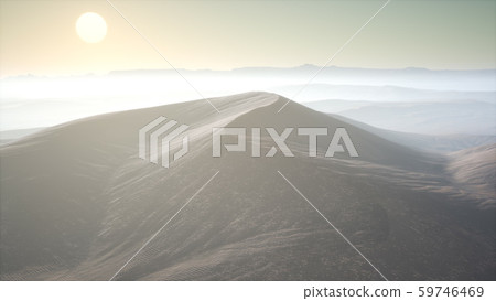 Red Sand Desert Dunes in Fog - Stock Illustration [59746469] - PIXTA