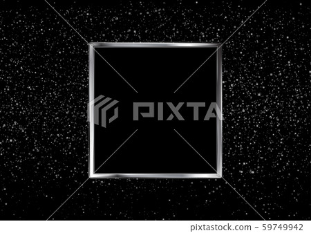 Silver metallic square frame and shiny glowing - Stock Illustration ...