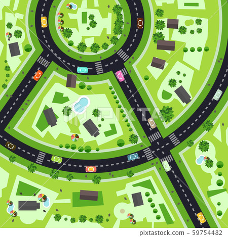 Top View City Map with Streets and Buildings - Stock Illustration ...