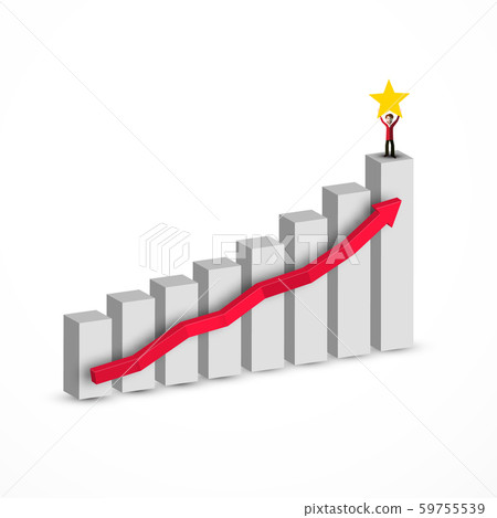Success Graph with Rising Arrow and Man Holding - Stock Illustration ...