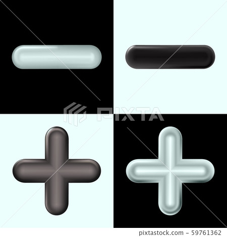 Matte Plus and Minus icon, White and Black symbol. - Stock Illustration ...