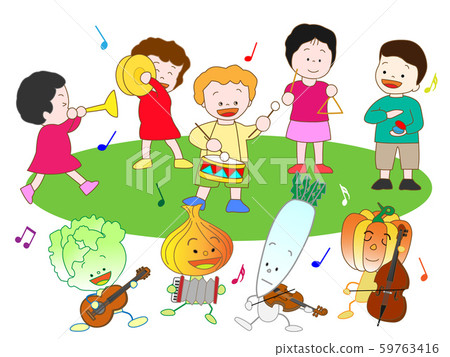 Vegetables and children's concert - Stock Illustration [59763416] - PIXTA