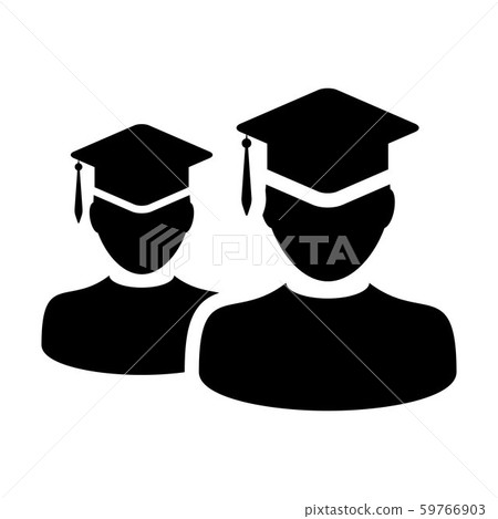 University icon vector male group of students - Stock Illustration ...