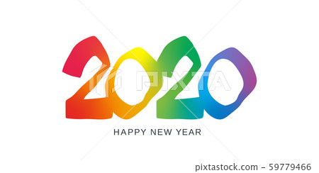 Happy new year 2020 design template rainbow color - Stock Illustration ...