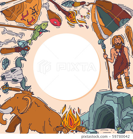 Ancient man set, stone age cartoon caveman... - Stock Illustration ...