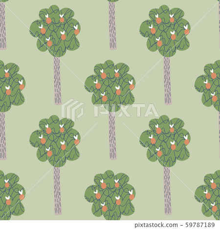 Apple fruit trees seamless pattern on green - Stock Illustration ...