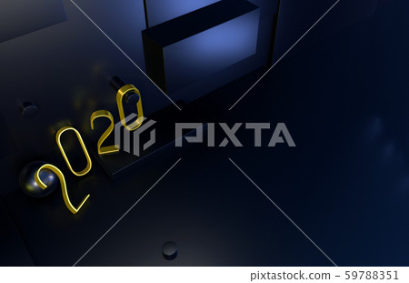 2020 year golden sign with black background. 3D... - Stock Illustration ...