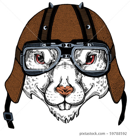 Biker, motorcyclist. Rat portrait. with leather... - Stock Illustration ...