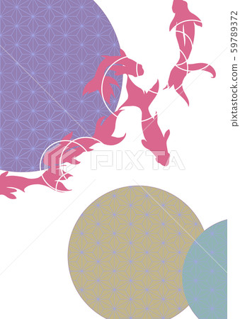 Japanese pattern cut with goldfish motif and... - Stock Illustration ...