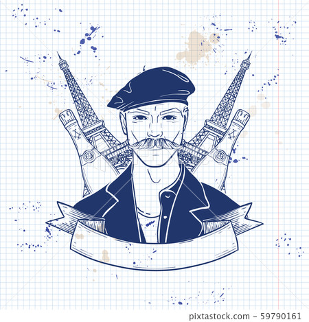 Hand drawn sketch french man - Stock Illustration [59790161] - PIXTA