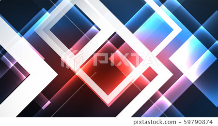 Neon glowing techno square rectangle lines,... - Stock Illustration ...
