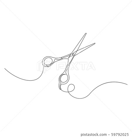 Continuous one line drawing scissors. Vector... - Stock Illustration ...