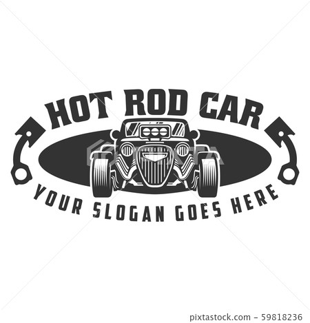 Hot Rod car logo, HotRod vector emblem, Vector Hot - Stock Illustration ...