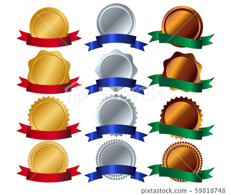 Ribbon ranking medal gold silver bronze - Stock Illustration [59818748 ...