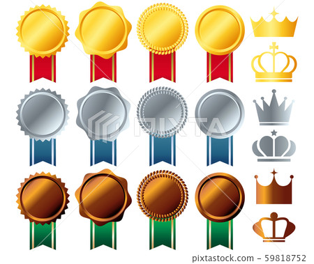 Crown gold silver bronze ribbon ranking - Stock Illustration [59818752 ...