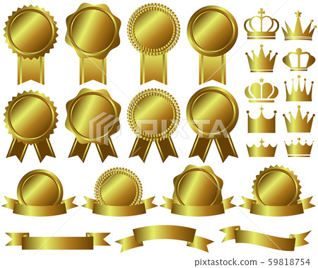 Crown medal ribbon ranking gold - Stock Illustration [59818754] - PIXTA