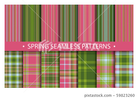 Plaid pattern seamless ornate. Set spring vector - Stock Illustration ...