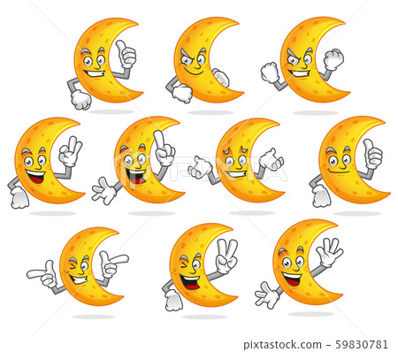 Moon mascot vector pack, Moon character set, - Stock Illustration ...