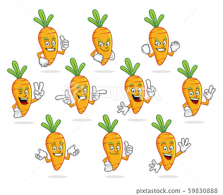 Carrot mascot vector pack, Carrot character set, - Stock Illustration ...