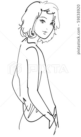 一個女人轉過身來-插圖素材 [59838920] - PIXTA圖庫