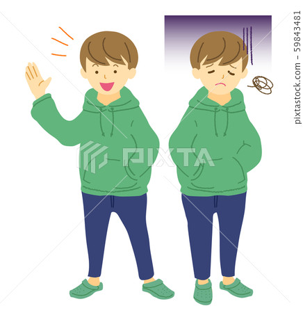 Boy with a strong mood wave - Stock Illustration [59843481] - PIXTA