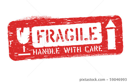 Fragile, this way up isolated grunge seal for... - Stock Illustration ...