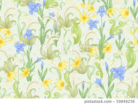 Spring flowers seamless pattern - Stock Illustration [59848256] - PIXTA