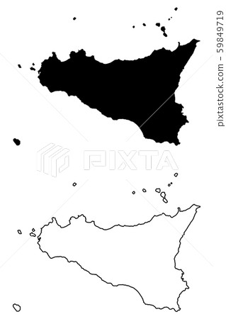 Sicily island map vector - Stock Illustration [59849719] - PIXTA