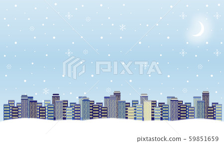 Snowflakes and cityscape Christmas background - Stock Illustration ...