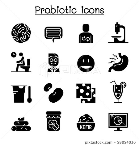 Probiotics bacteria icon set vector illustration - Stock Illustration ...