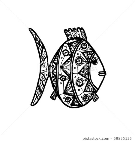 Vector illustration of hand drawn fish - Stock Illustration [59855135 ...