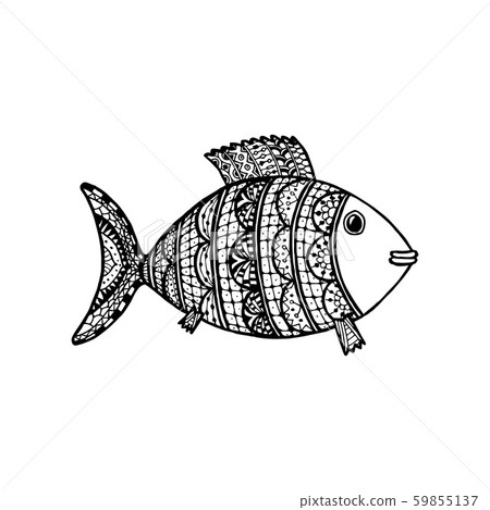 Vector illustration of zentangle fish - Stock Illustration [59855137 ...