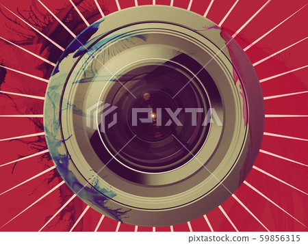 Camera lens on red background - Stock Illustration [59856315] - PIXTA