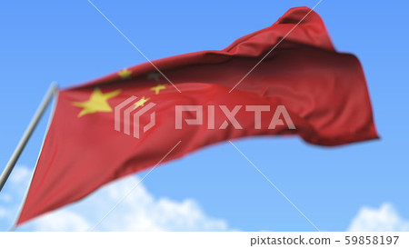 Flying national flag of China, low angle view.... - Stock Illustration ...