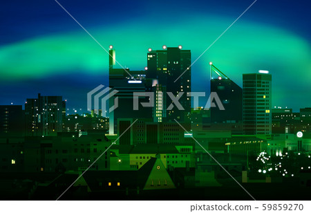abstract green illustration with cityscape of City - Stock Illustration ...