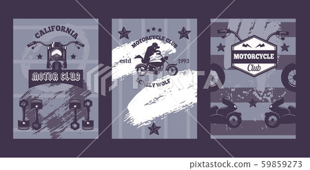 Bikers club banners with motorcycle silhouette,... - Stock Illustration ...