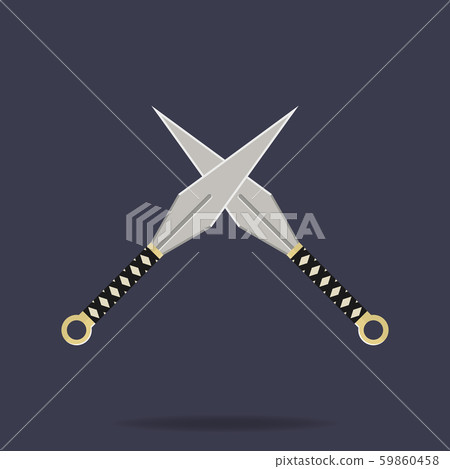 Crossed kunai throwing knives icon. Ninja... - Stock Illustration ...