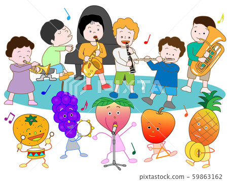 Children and fruits concert - Stock Illustration [59863162] - PIXTA
