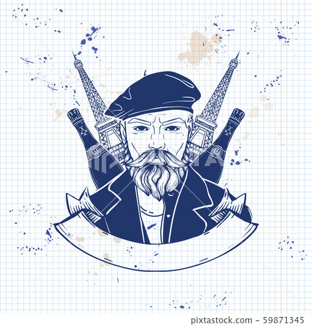 Hand drawn sketch french man - Stock Illustration [59871345] - PIXTA