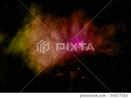 Star field in space and a nebulae. 3D rendering - Stock Illustration ...