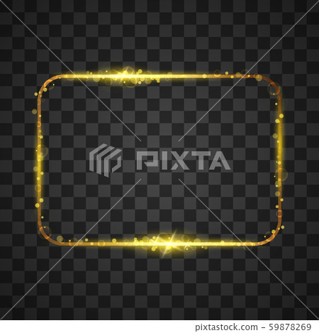 Golden frame with lights effects on transparent... - Stock Illustration ...