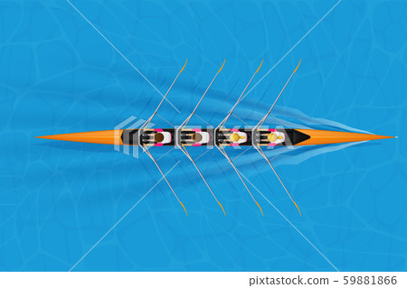 Four Racing shell with mixed paddlers - Stock Illustration [59881866 ...