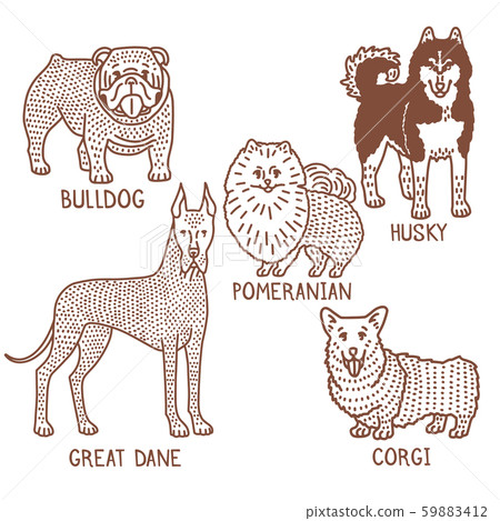 Isolated Dogs Set in Hand Drawn Doodle Style - Stock Illustration ...
