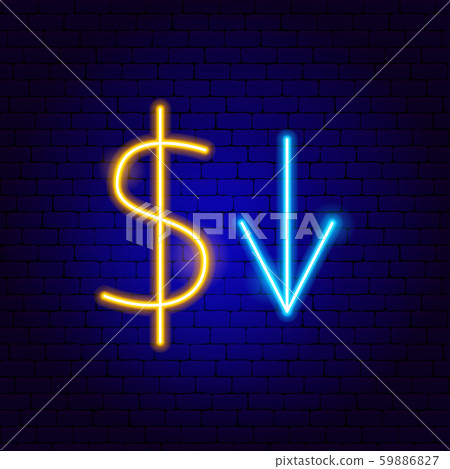 Dollar Down Neon Sign - Stock Illustration [59886827] - PIXTA