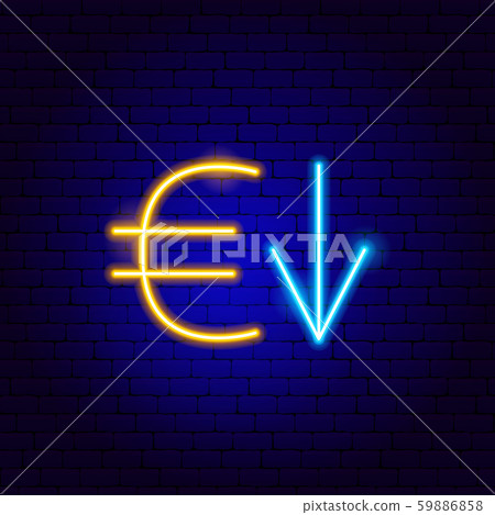 Euro Down Neon Sign - Stock Illustration [59886858] - PIXTA