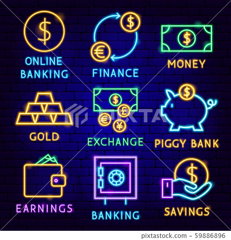 Finance Neon Label Set - Stock Illustration [59886896] - PIXTA