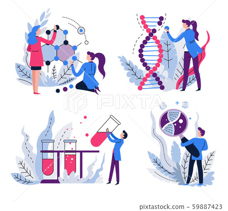 DNA and molecule structure, genetics science... - Stock Illustration ...