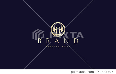 Vector golden logo on which an abstract image... - Stock Illustration ...