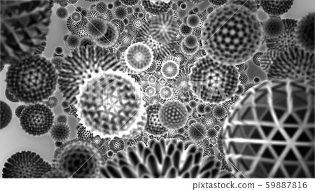 Greyscale Viruses Closeup with detph of field... - Stock Illustration ...